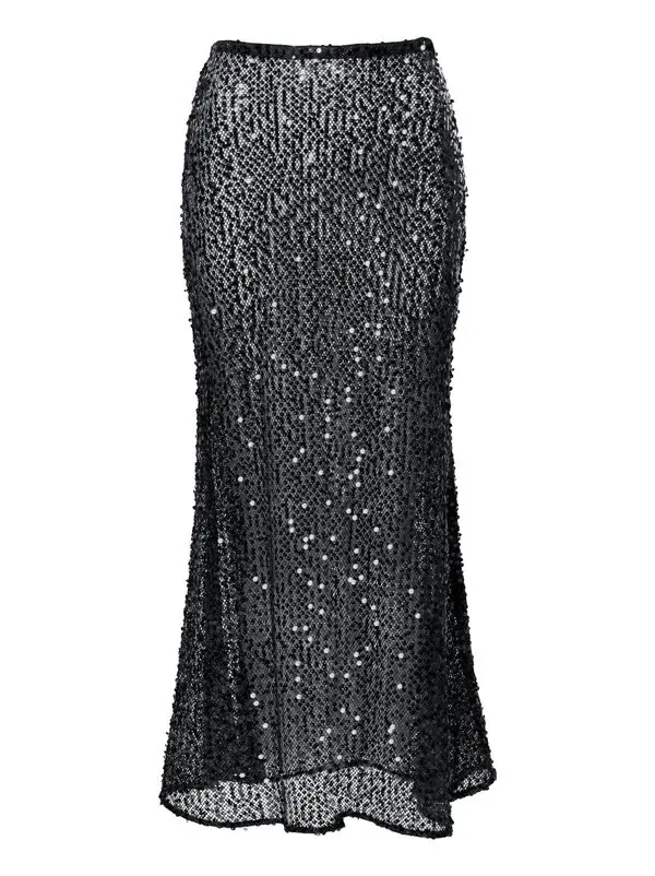 AGGI BY HALEWSKI Eliza Sparkle Midi Sequin Slip Skirt - Black