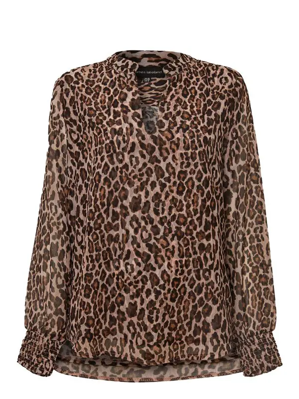 JAMES LAKELAND Print Leopard Blouse - Brown