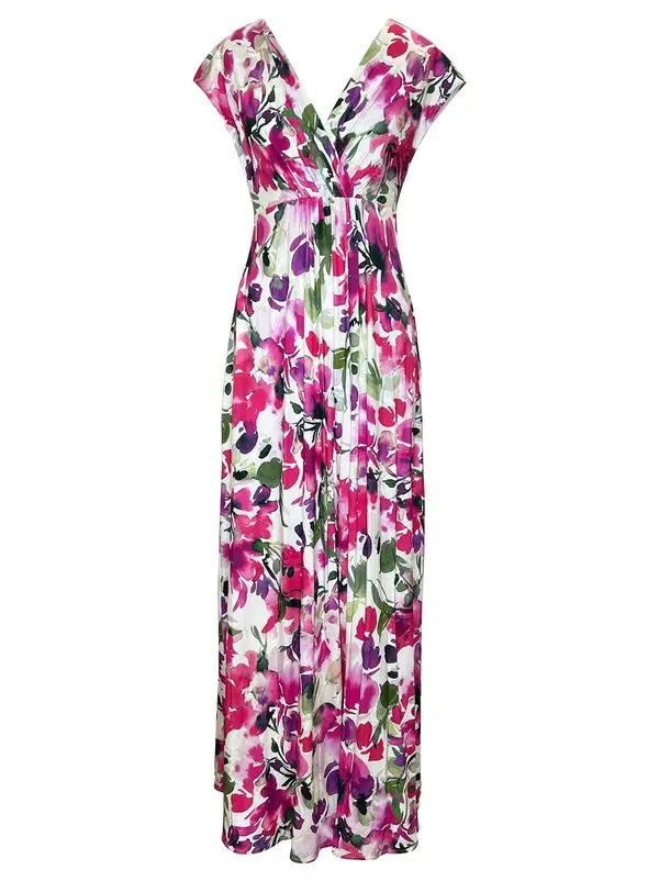 ALIE STREET LONDON Sophia Maxi Dress In Fuchsia Floral Print - Pink