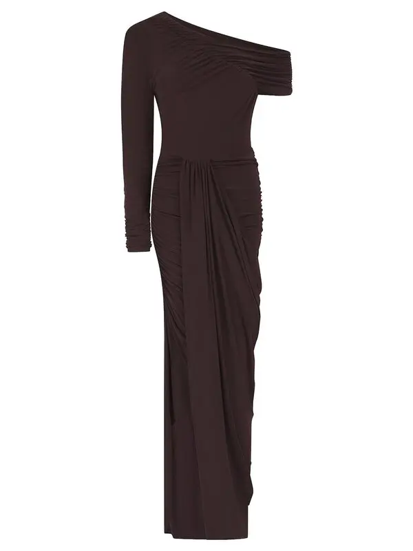 CELESTINE & MAE Anemone Midaxi Dress In Chocolate Fondant - Brown