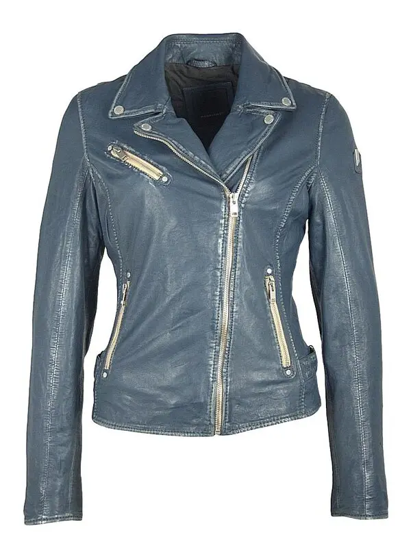 Mauritius Moto Leather Jacket Sofia Denim - Blue