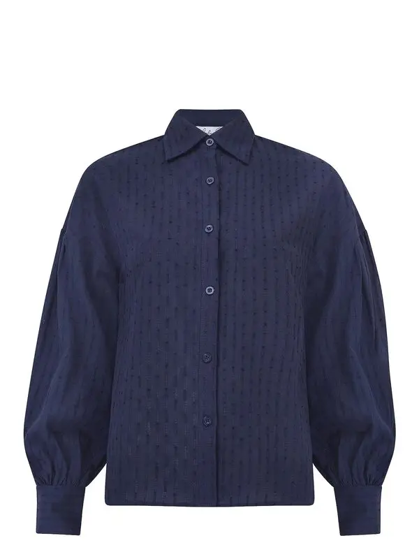 LULA-RU Ida Cotton Shirt Navy - Blue
