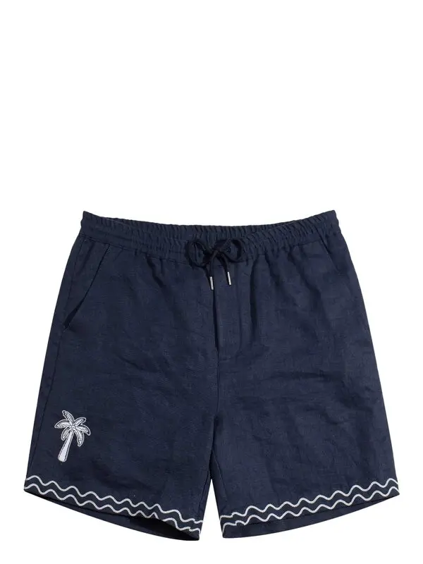 FAR AFIELD Palm Appliqué House Short - Blue