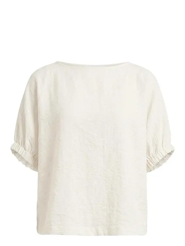 JAMES LAKELAND Neutrals Relaxed Gathered Sleeve Top – Cream - White