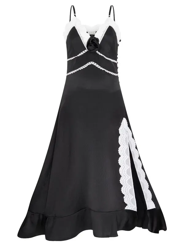 LISA THE LABEL Le Jardin Ruby Rose Slip Dress - Black
