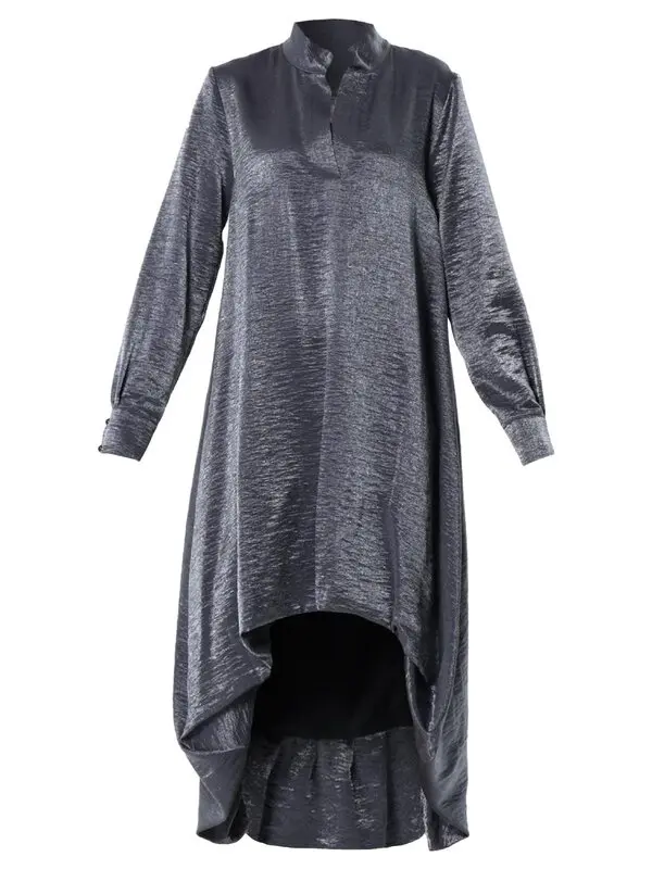 METAMORPHOZA Shiny Metallic High-low Dress - Silver