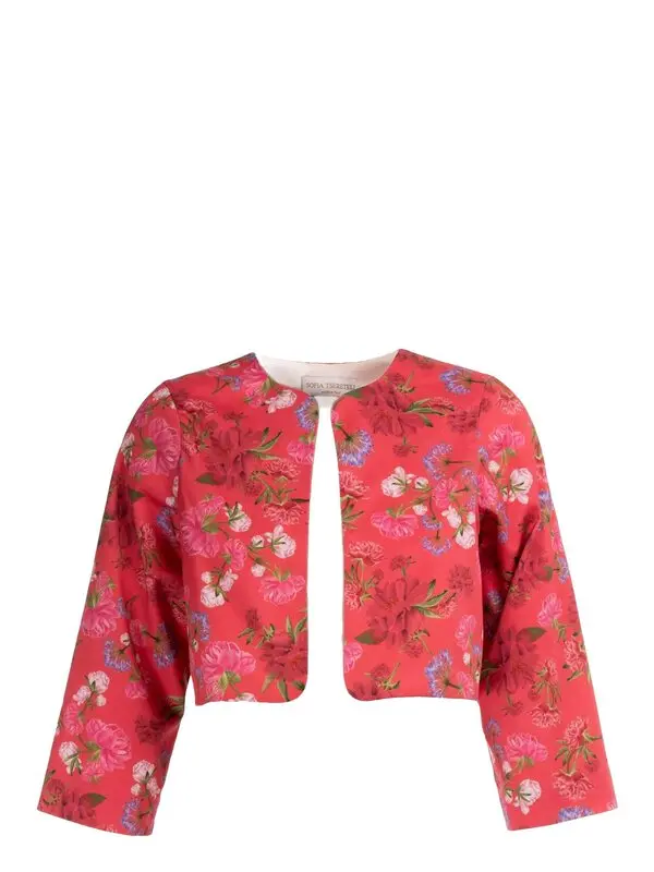 SOFIA TSERETELI Garnet Floral Bolero Jacket - Red