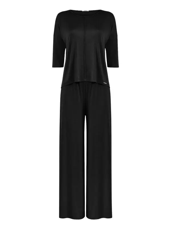 OH!ZUZA NIGHT&DAY Jackie Loungewear Pyjama Set With Wide-leg Trousers - Black