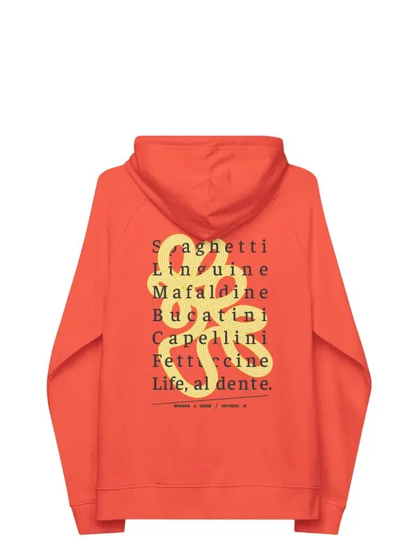 ANCHOR & CREW Burnt Eleven Life, Al Dente Editions Organic Cotton Hoodie - Orange