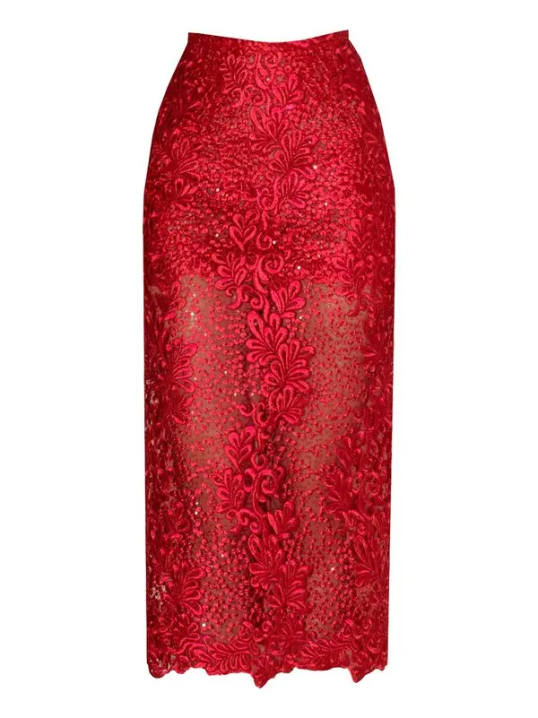 ANGELIKA JOZEFCZYK Orchidea Lace Skirt - Red