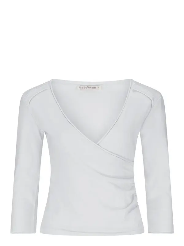 LOVE AND NOSTALGIA No Biggie Three Quarter Sleeve Top - White