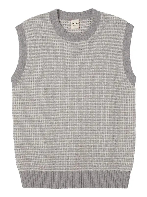 SALTS CASHMERE Grey / White Textured Knitted Tank Granite & Soft White - Grey/white