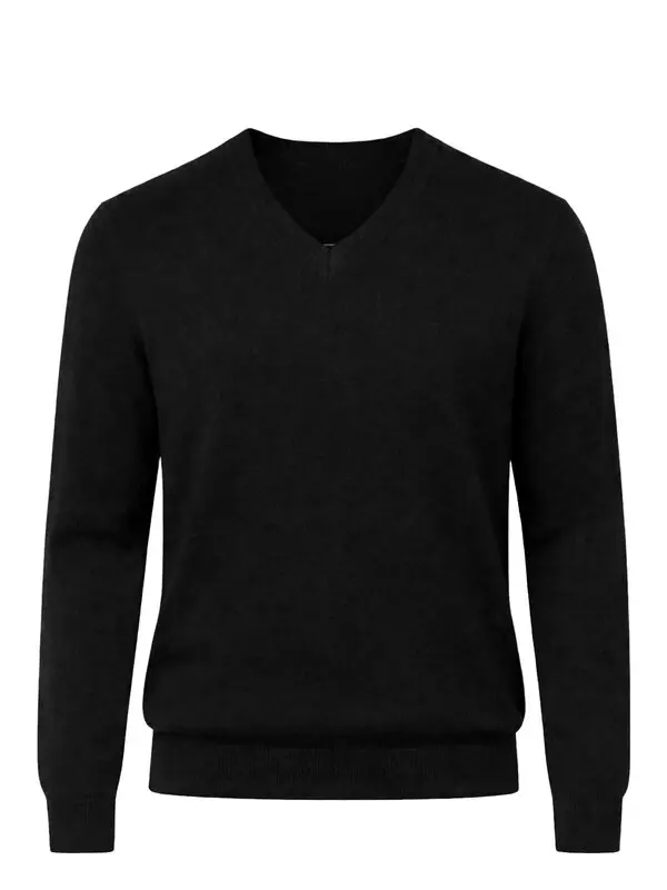 NUVV COLLECTION V-neck Merino Wool Sweater – Italian Yarn - Black