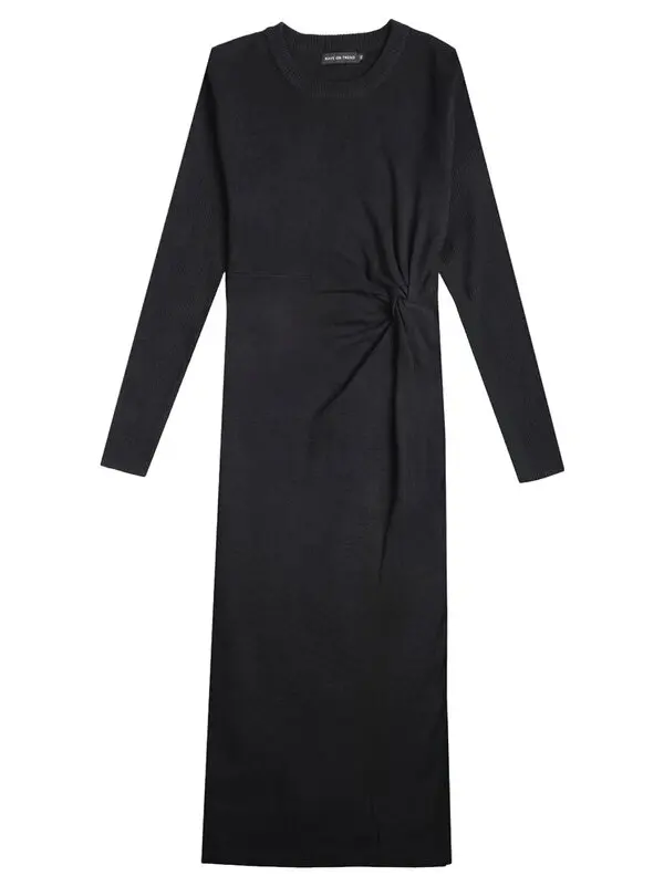 RAVE ON TREND Knot Detail Knitted Maxi Dress - Black