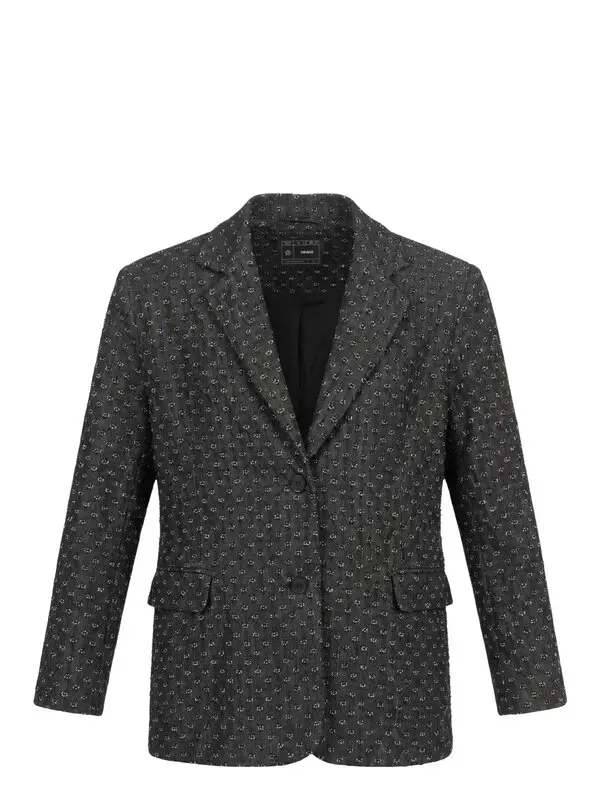 VIRAGO Kali Distressed Denim Blazer With Lining - Black
