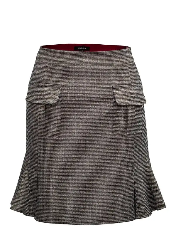 SMART AND JOY Short Skirt With Patch Pockets And Wide Ruffle - Silver