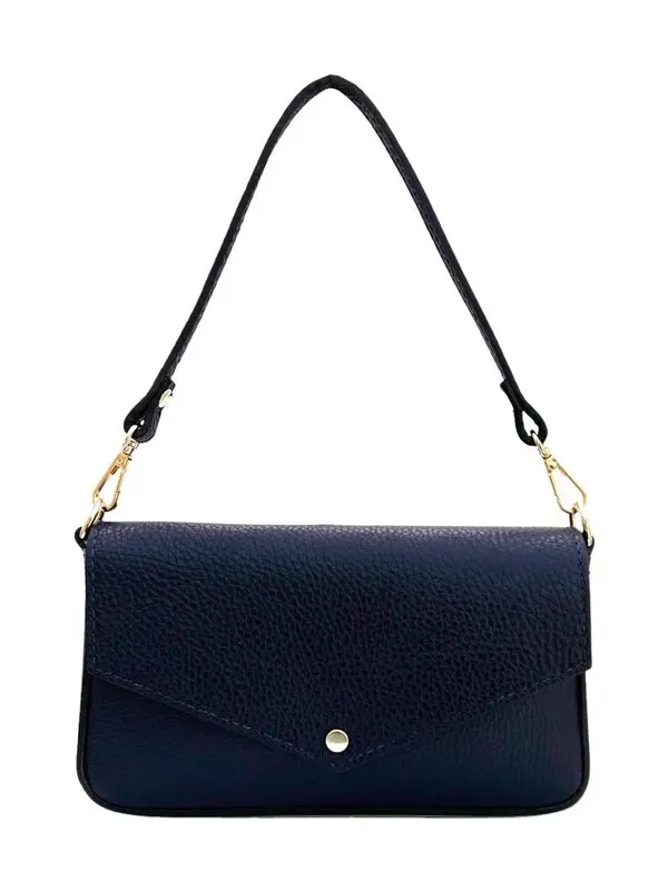 APATCHY LONDON The Munro Navy Leather Shoulder Bag - Blue