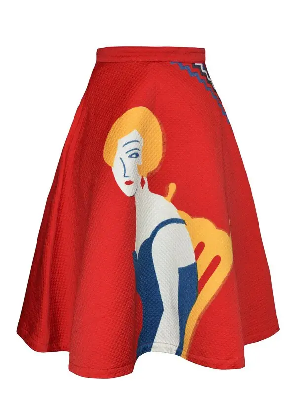 MY PAIR OF JEANS Blue / Red Olga Round Skirt - Blue/red