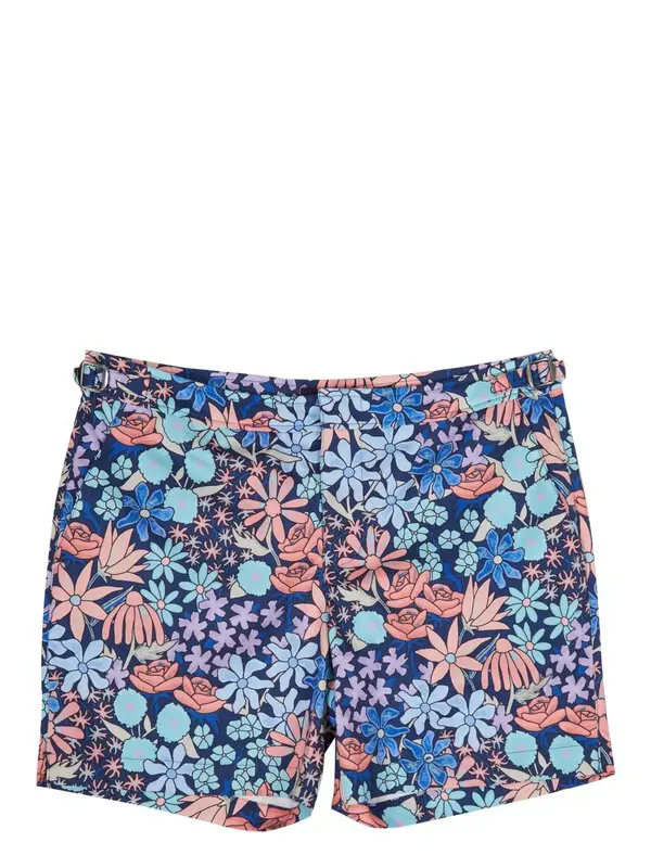 LORDS OF HARLECH Pool Rough Floral Swim Short Navy - Blue