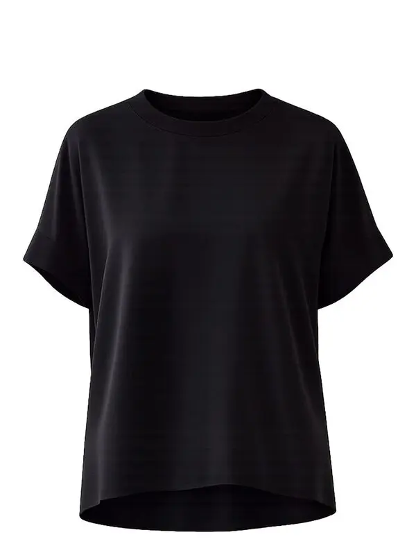 EXQUISE Wide Satin Front & Knit Back Alberic Blouse - Black