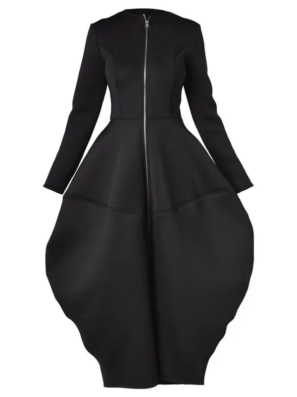 METAMORPHOZA Long Zipper Neoprene Dress - Black