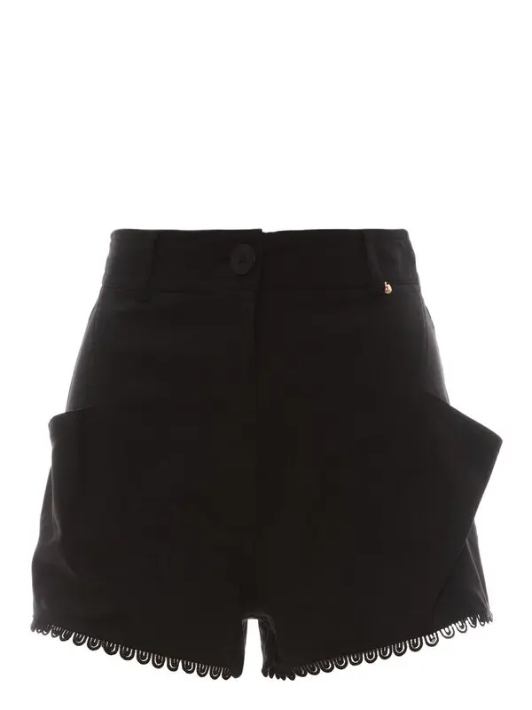 NISSA High Waisted Cotton Shorts - Black