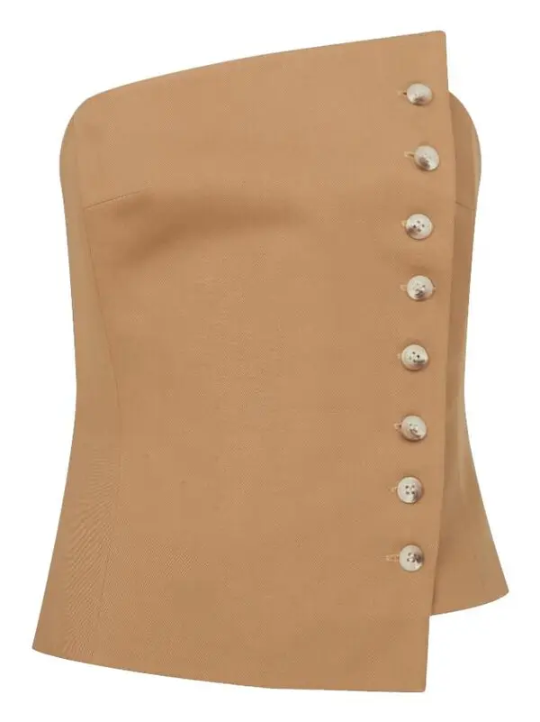 NAZLI CEREN Neutrals Odyle Cotton Bustier In Golden Straw - Yellow
