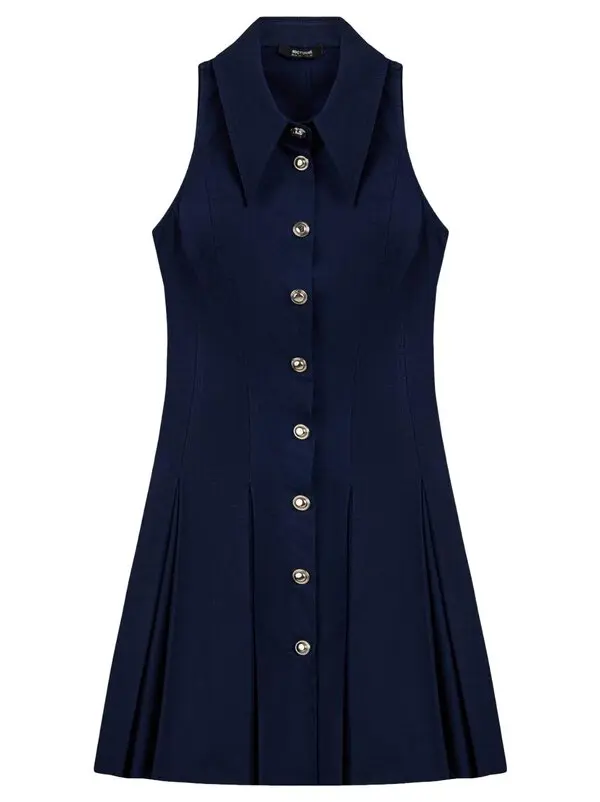 NOCTURNE Sleeveless Shirt Collar Mini Dress - Blue
