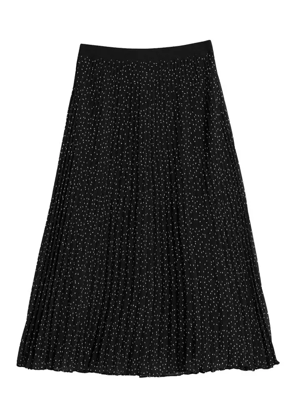 LOUCHE Riley Raindrop Pleated Midi Skirt - Black