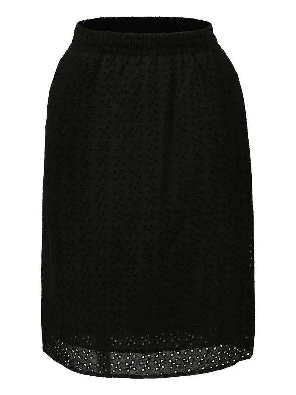 SMART AND JOY Eyelet Cotton Lace Skirt - Black