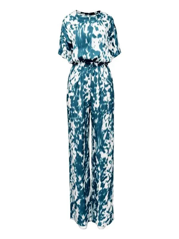 OH!ZUZA NIGHT&DAY Neutrals Echo Viscose Satin Co-ord Set – Print - Blue