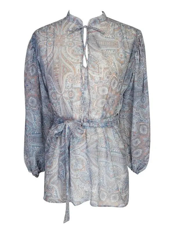 JENNAFER GRACE Clara Bishop Sleeve Blouse In Paisley Dawn - Blue