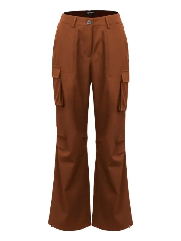 SMART AND JOY Drawstring Ankle Cargo Pants - Brown