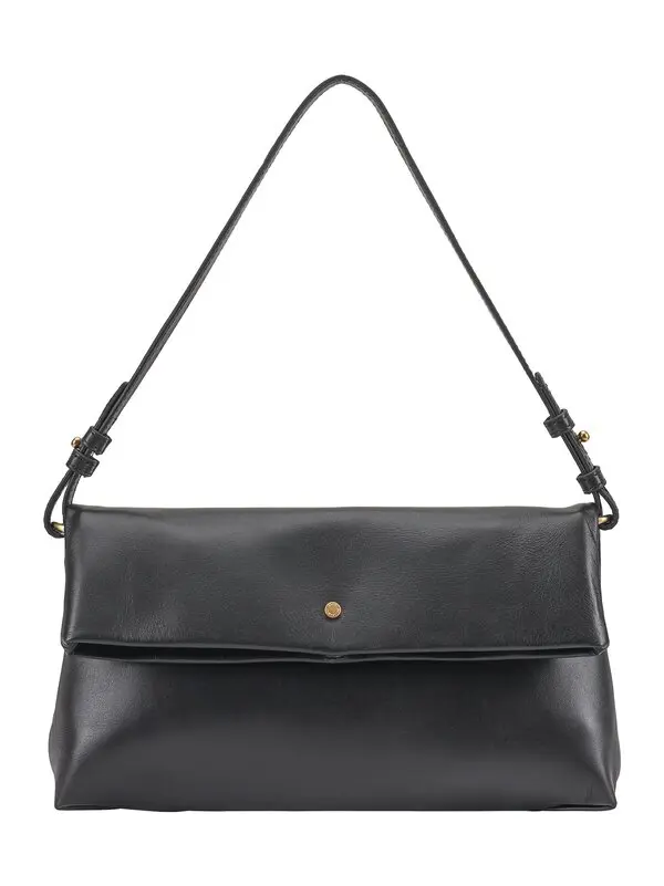 PAUL COSTELLOE Theodora Leather Shoulder Bag Jet - Black