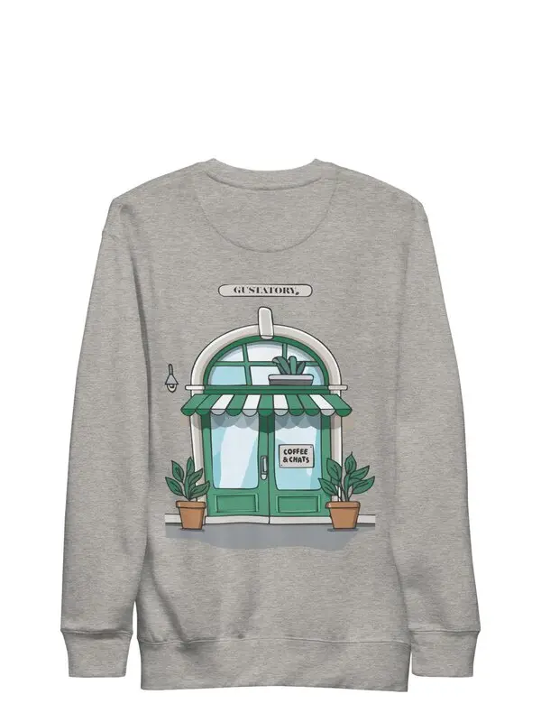 ANCHOR & CREW Carbon Gustatory Coffee & Chats Cotton Blend Embroidered Sweatshirt - Grey