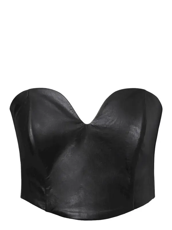 AGGI BY HALEWSKI Lara Vegan Leather Corset - Black