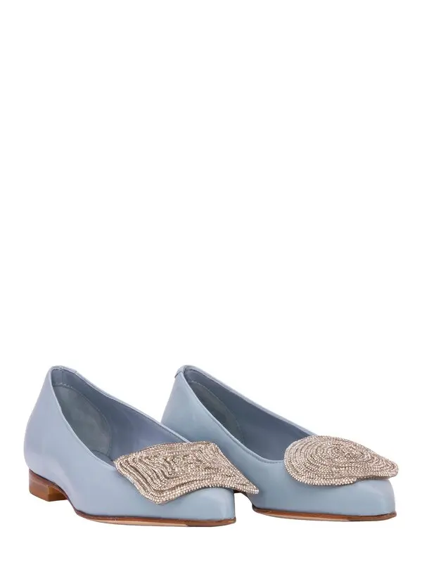 BEAUTIISOLES BY ROBYN SHREIBER Bonnie Baby Leather Work Evening Sexy Comfortable Flat Ballerina - Blue
