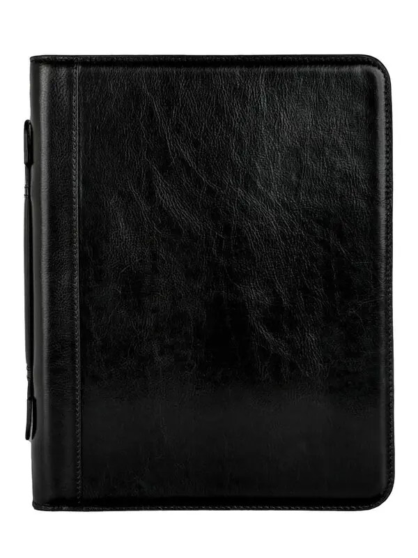 TIME RESISTANCE Leather Portfolio With Binder Joy In The Morning - Black