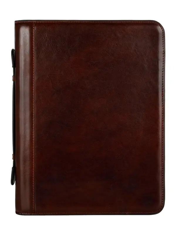 TIME RESISTANCE Leather Portfolio With Binder Joy In The Morning - Brown