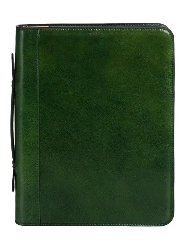 TIME RESISTANCE Leather Portfolio With Binder Joy In The Morning - Green