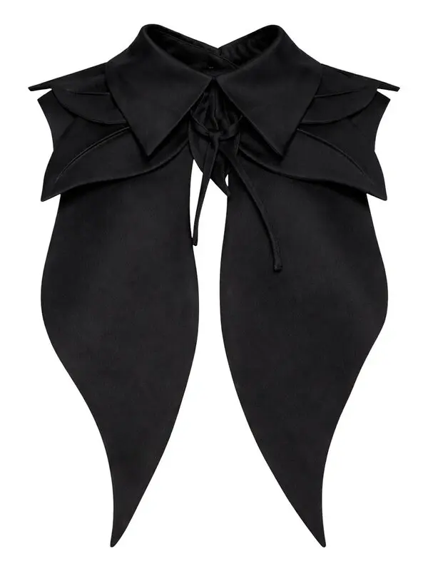 JULIA ALLERT Oversized Satin Bib Collar - Black