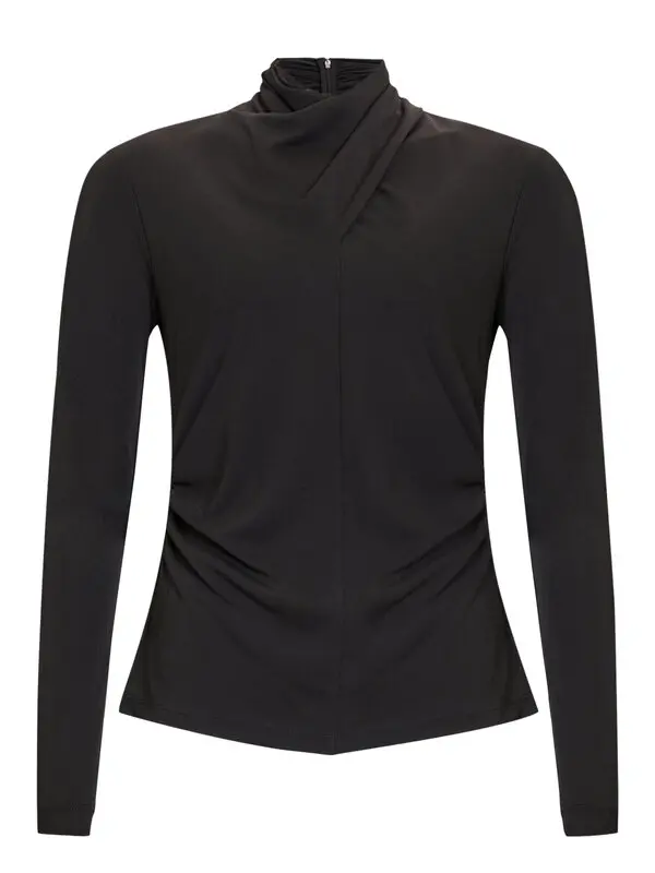 EXQUISE Paola Regular Drape Neck Blouse - Black
