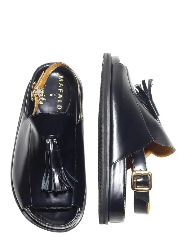 MAFALDA Rita Tassel Chunky Sandals - Black