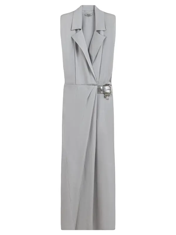 NOCTURNE Embellished Belt-detail Maxi Dress - Grey