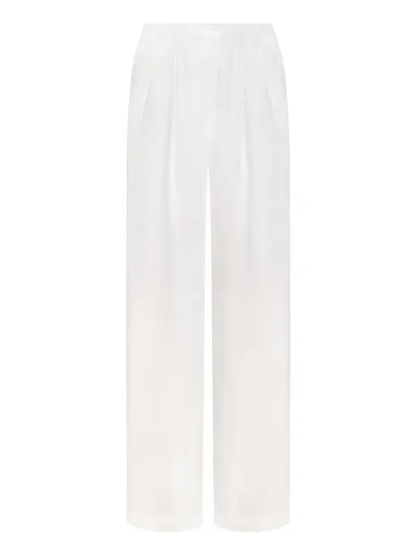 MANDRAGORA Neutrals / Ecru Linen And Viscose High-waisted Pants With Flowing, Wide Legs -ora - White
