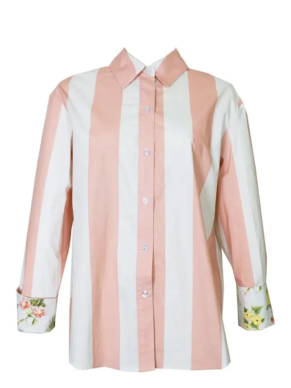 FLORA BY ALEXANDRIA Lydia Stripe Button Down In Rose - Pink