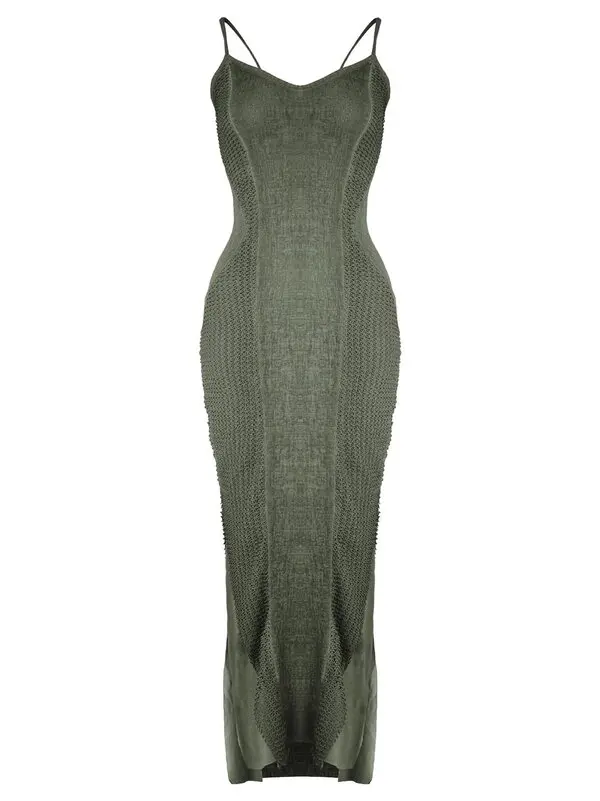 ZHENABIA Armor Dress Khaki Boho Sexy Dress - Green