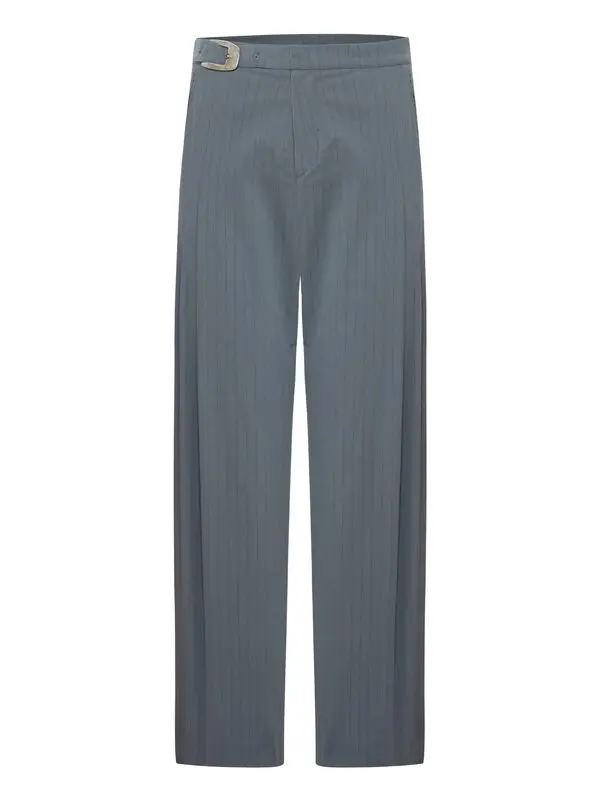 PCFG Cotton Blend Striped Woven Pant With Belt - Grey