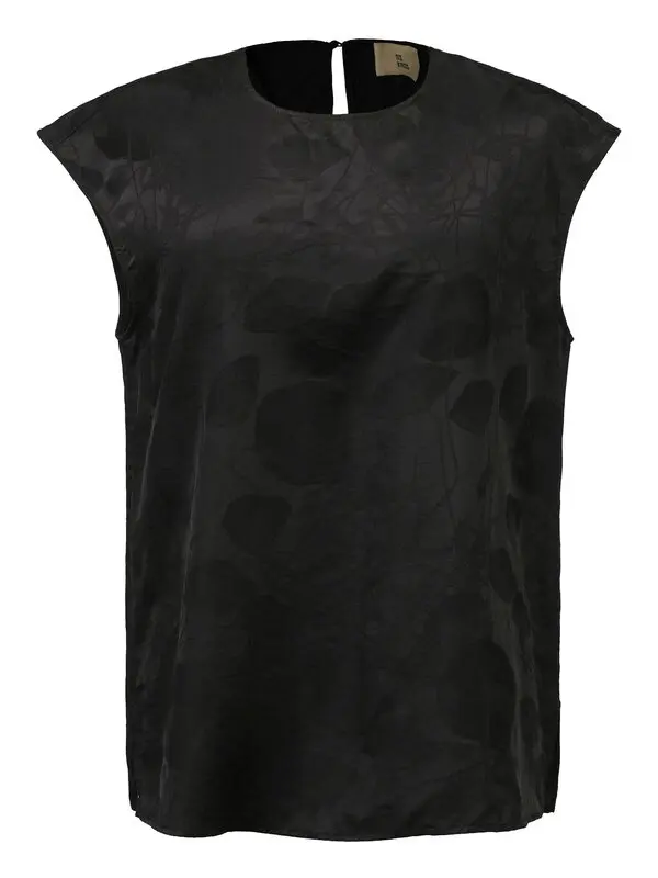 SMART AND JOY Cupro Round Neck Sleveless Top - Black