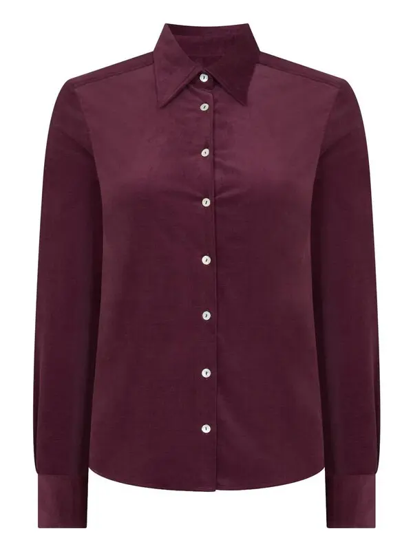 REALLY WILD CLOTHING Spencer Stretch Corduroy Shirt Oxblood - Red